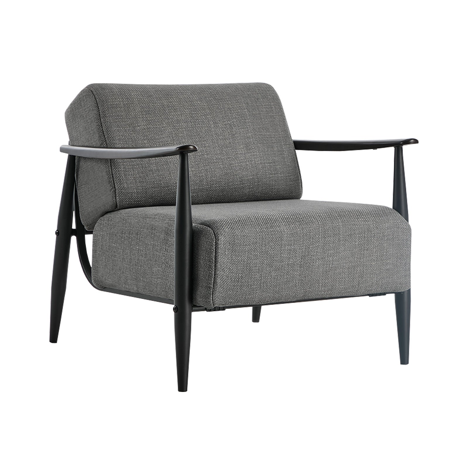 Oikiture Wooden Armchair Lounge Sofa Chair Fabric Accent Armchairs Gre