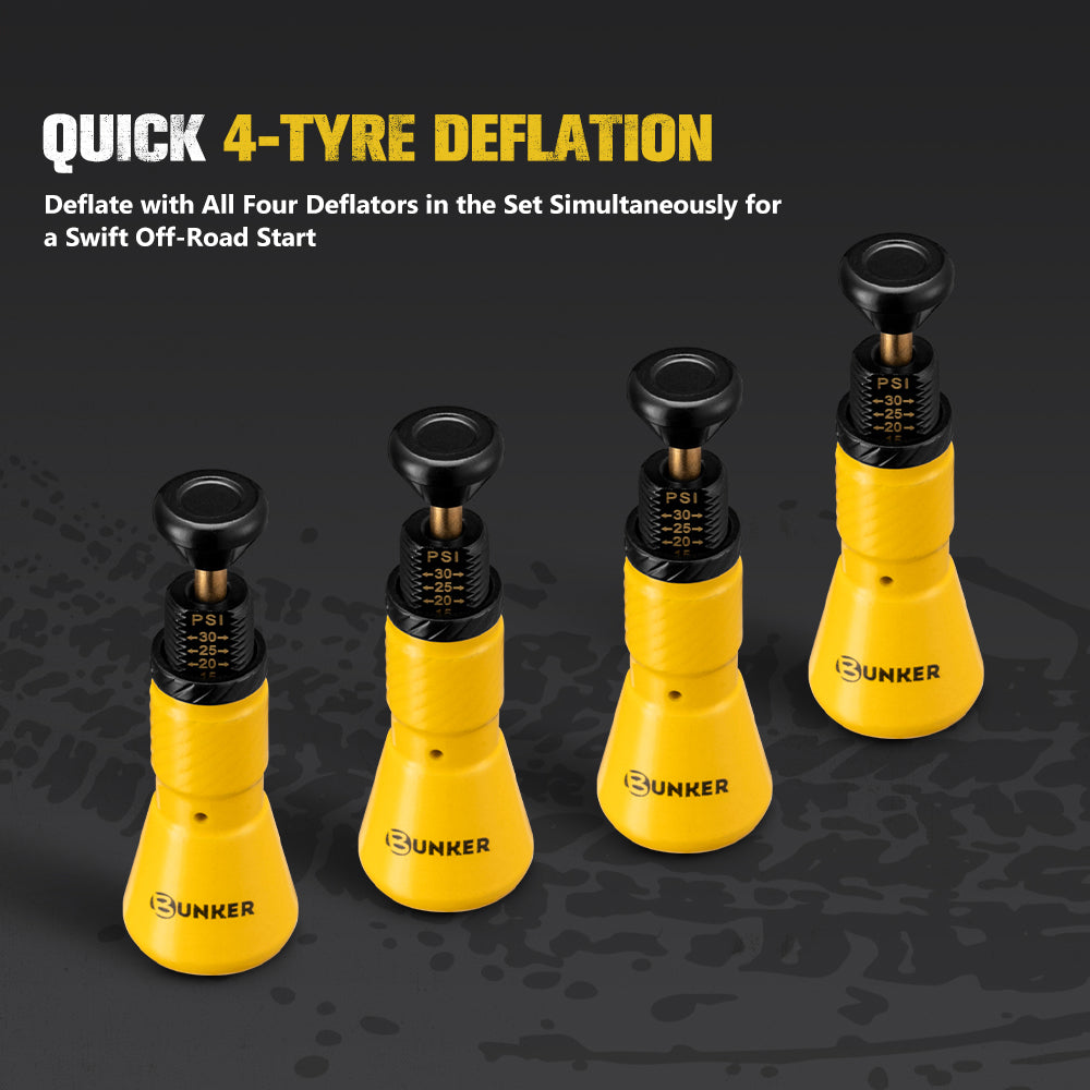 Bunker Indust Tyre Deflators x4 Air Deflator 10~30 PSI Valve Core Tool