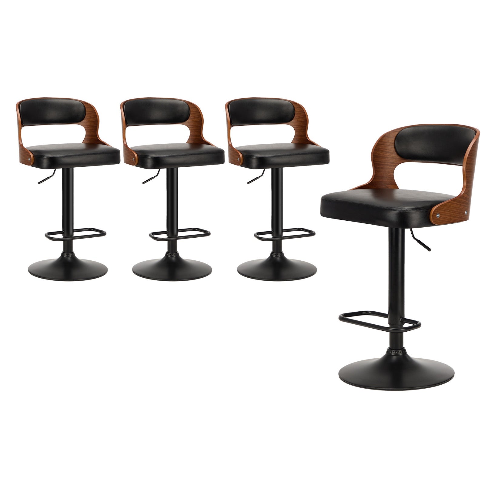 Oikiture 4X Bar Stool Gas Lift Kitchen Swivel Chair Leather LUKA