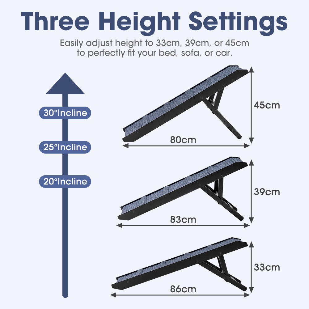 Petzly Foldable Dog Ramps Adjustable Height Pet Ramp Folding Portable