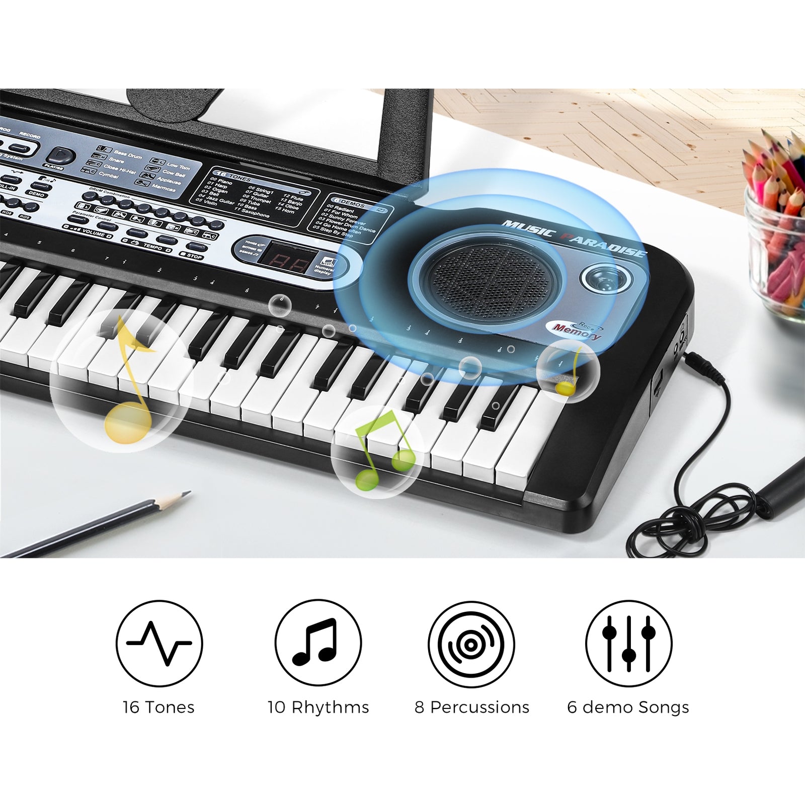 Mazam 61 Keys Piano Keyboard Electronic Musical Toy Gift w/ Microphone