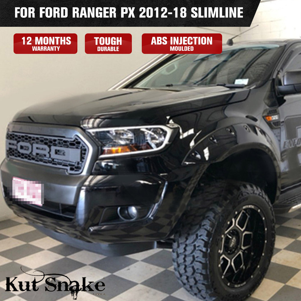Kut Snake Flares for Ford Ranger PX 2012-18 Slimline Smooth Finish Ful