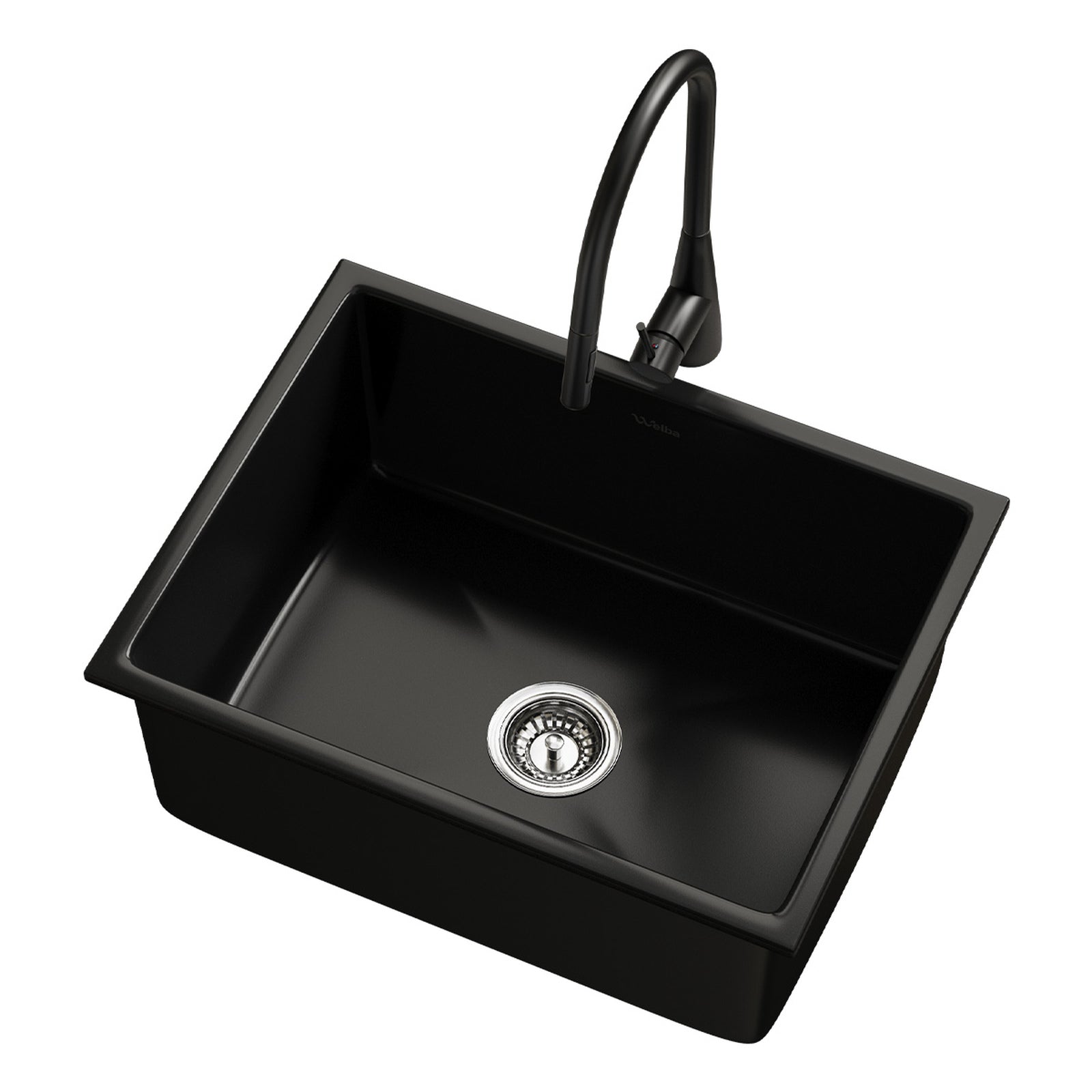 Welba Kitchen Sink Basin Granite Stonk with Mixer Tap Faucet 59cmx45cm