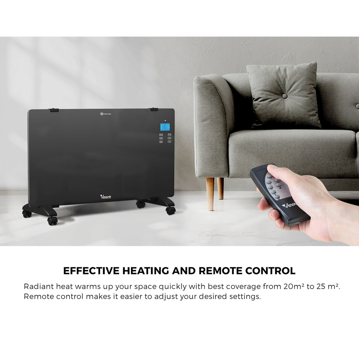 Vevare Electric Glass Panel Heater Convection Heaters 2PCS 2000W Wall