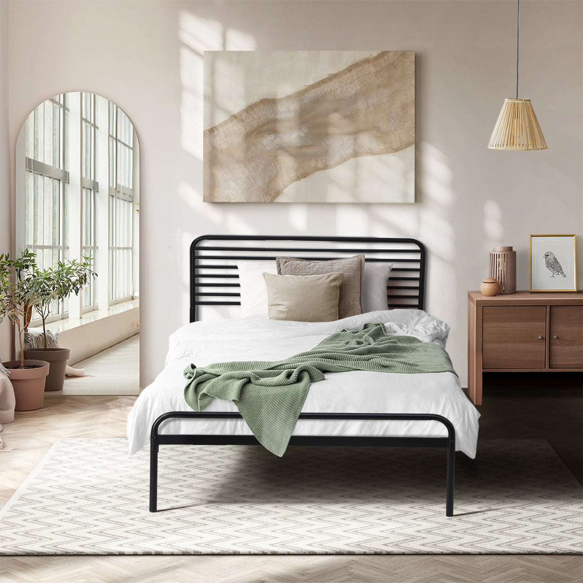 Oikiture Metal Bed Frame King Single Size Bed Base Beds Platform