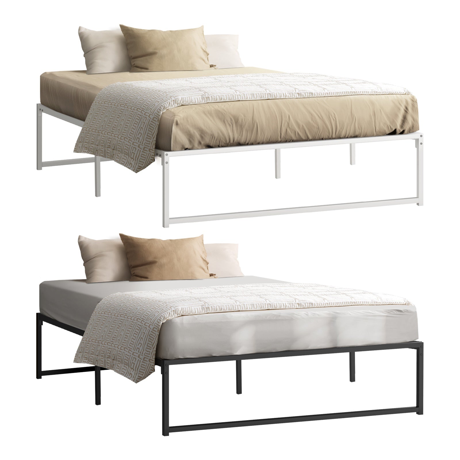Oikiture Metal Bed Frame Queen Double King Single Beds Base Platform S