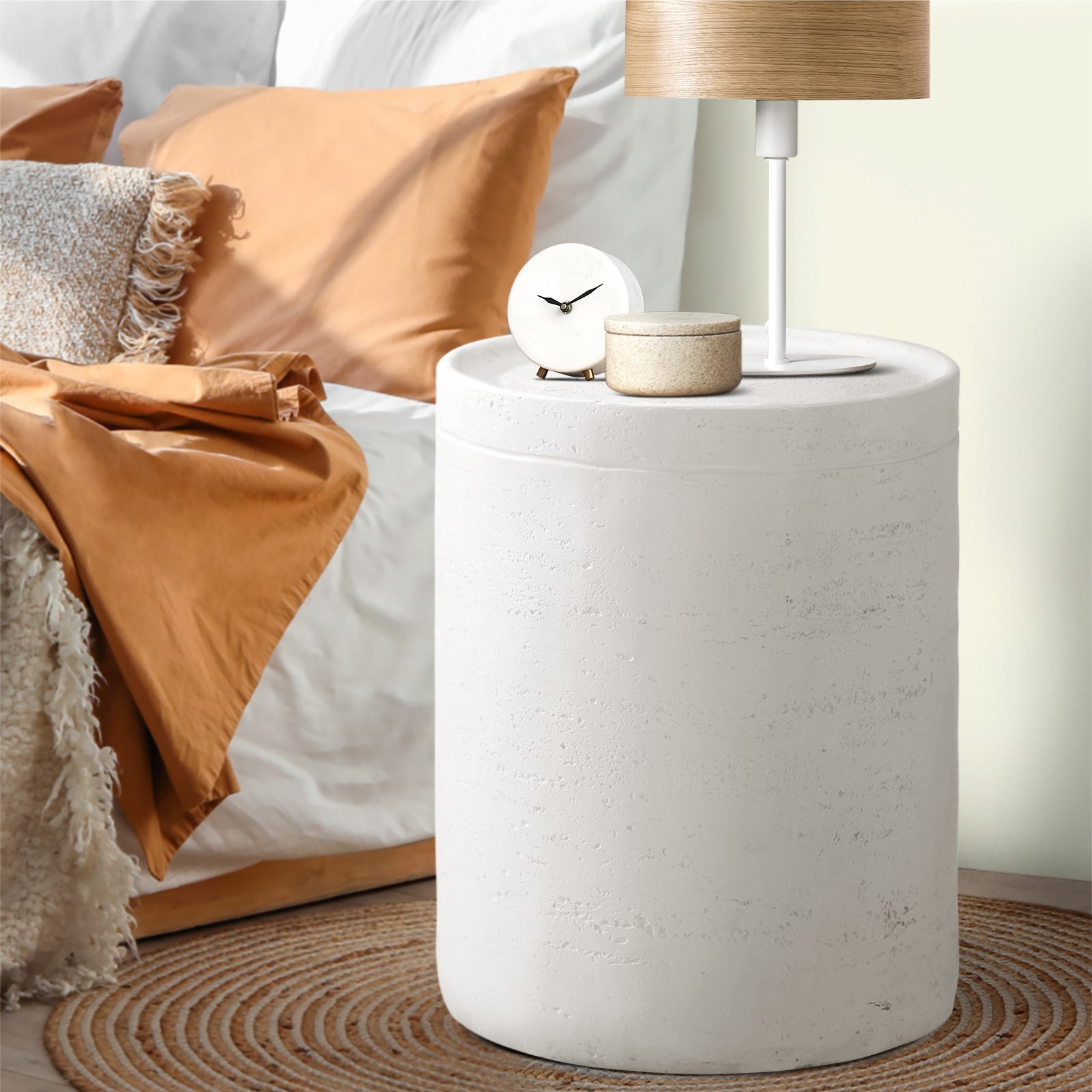 Oikiture Side Table Coffee End Stool Bedside Stand Terrazzo Concrete O