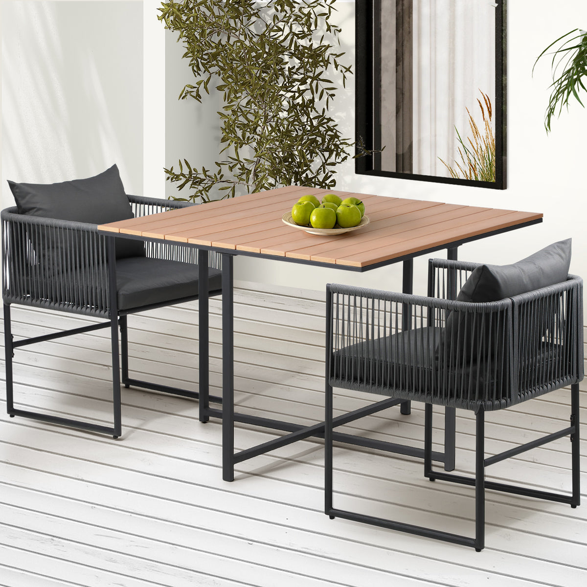 Livsip 3PCS Outdoor Dining Furniture Setting Garden Patio Lounge Table