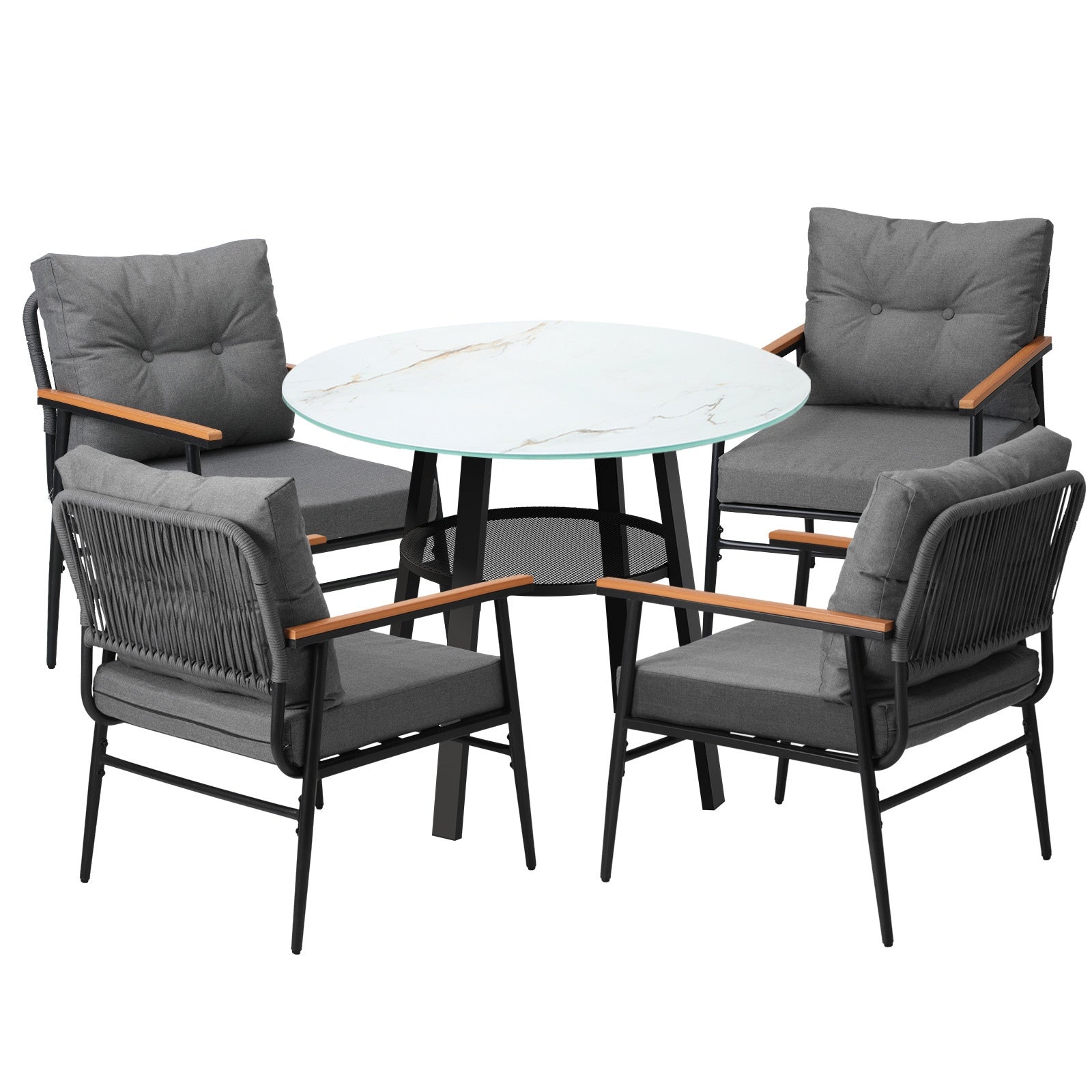Livsip Outdoor Dining Set Patio Furniture 5PC Lounge Setting Table Sto