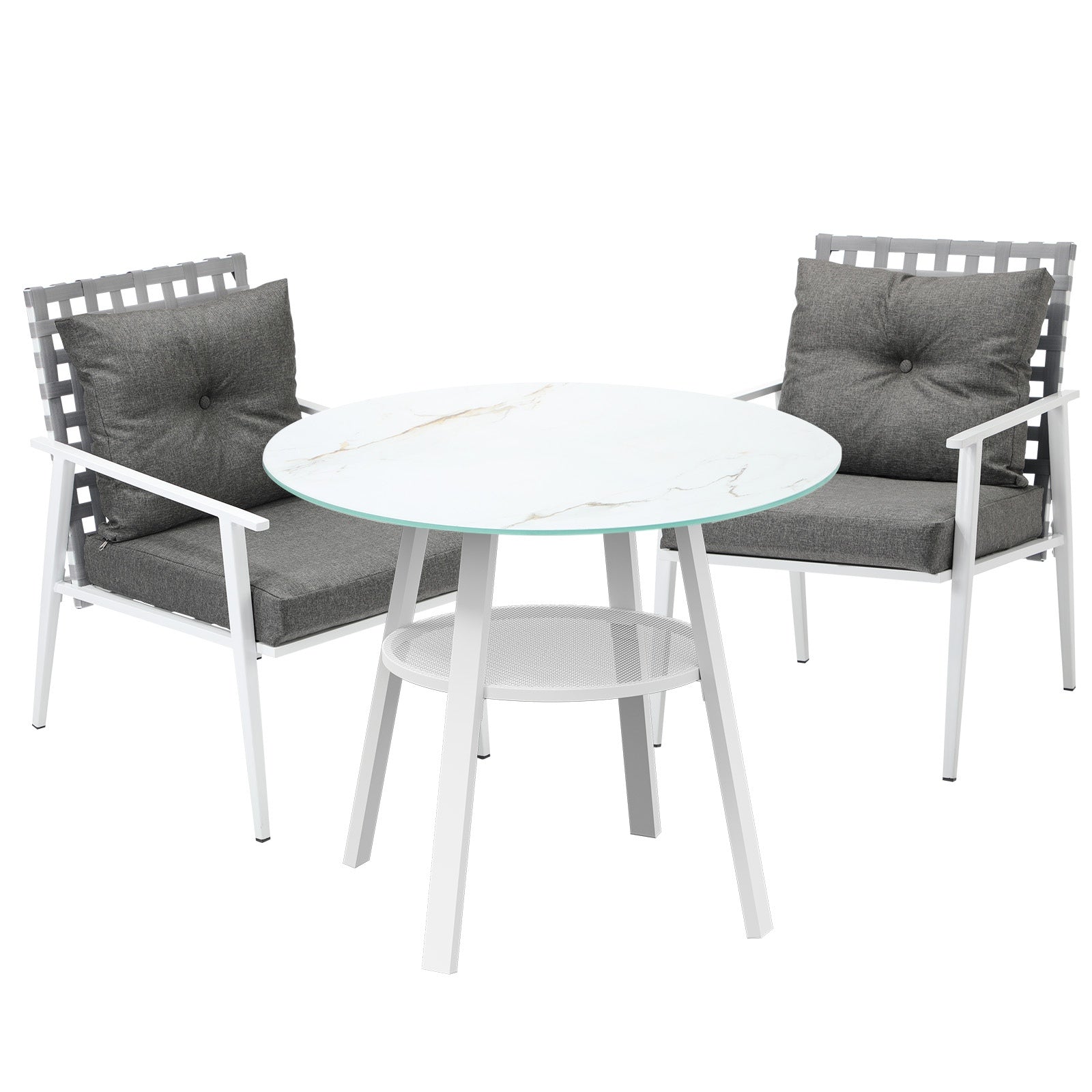 Livsip Outdoor Dining Set 2 Seater Patio Furniture Rattan Armchair Gla
