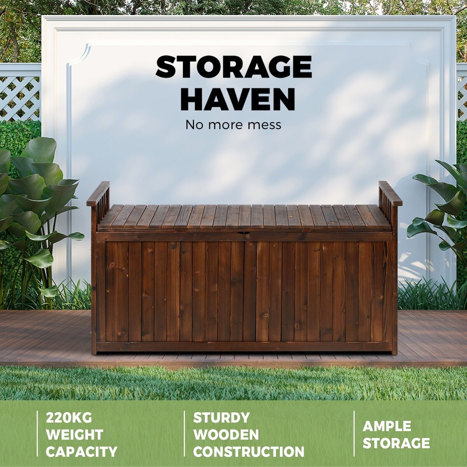 Livsip Outdoor Storage Box Garden Bench Wooden Container Cabinet 500L