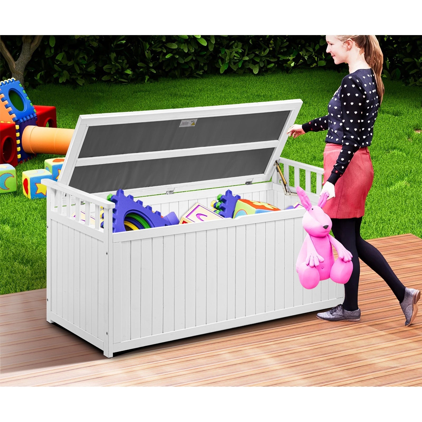 Livsip Outdoor Storage Box Garden Bench Wooden Container Cabinet 500L