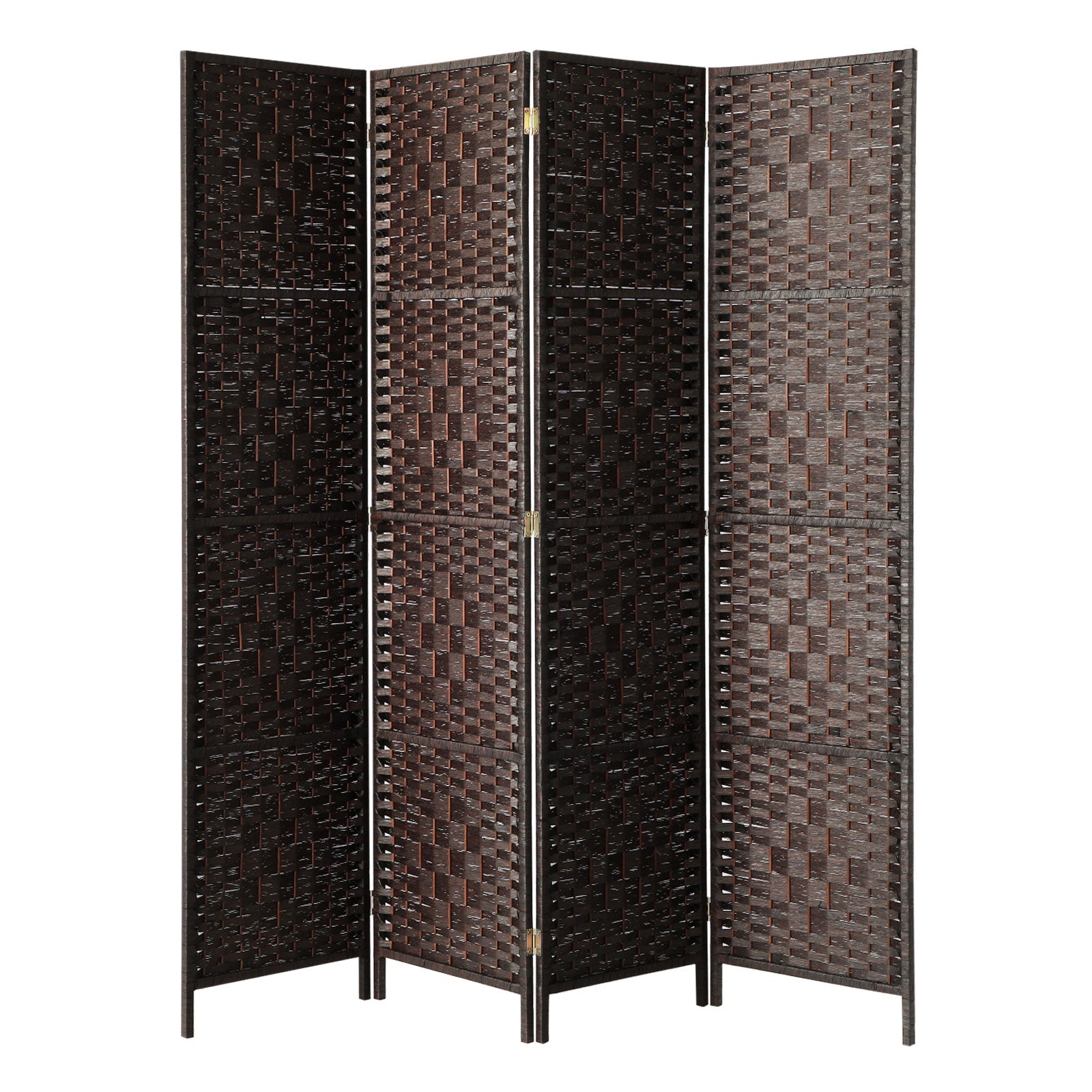 Oikiture 4 Panel Room Divider Screen Privacy Dividers Woven Wood Foldi