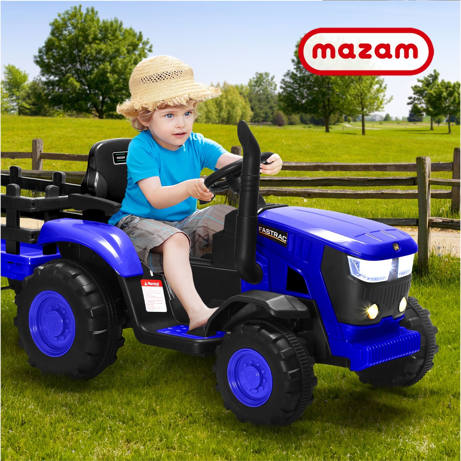 Mazam Ride On Car Tractor W/ Trailer Kids 12V Remote Electric Vehicle