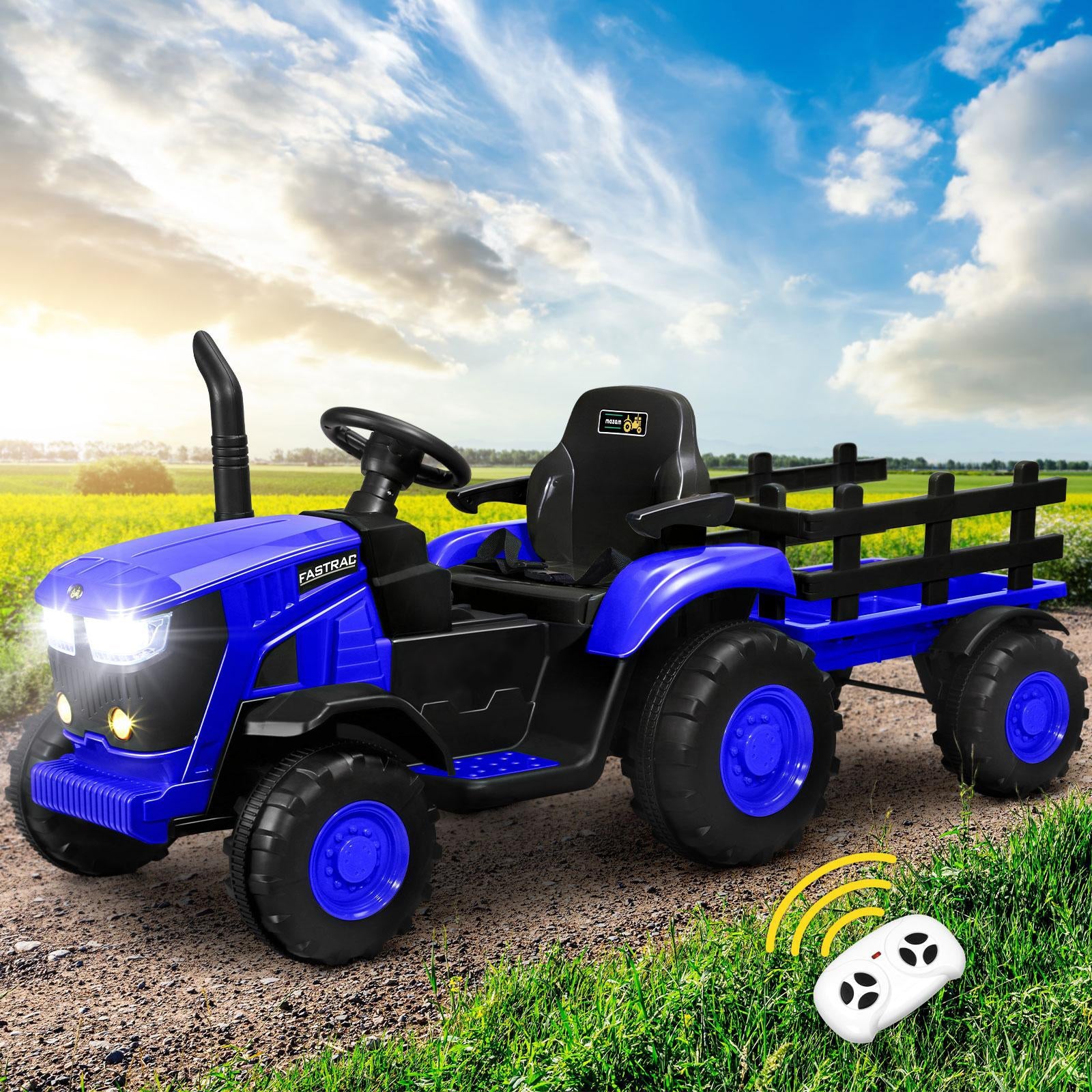 Mazam Ride On Car Tractor W/ Trailer Kids 12V Remote Electric Vehicle
