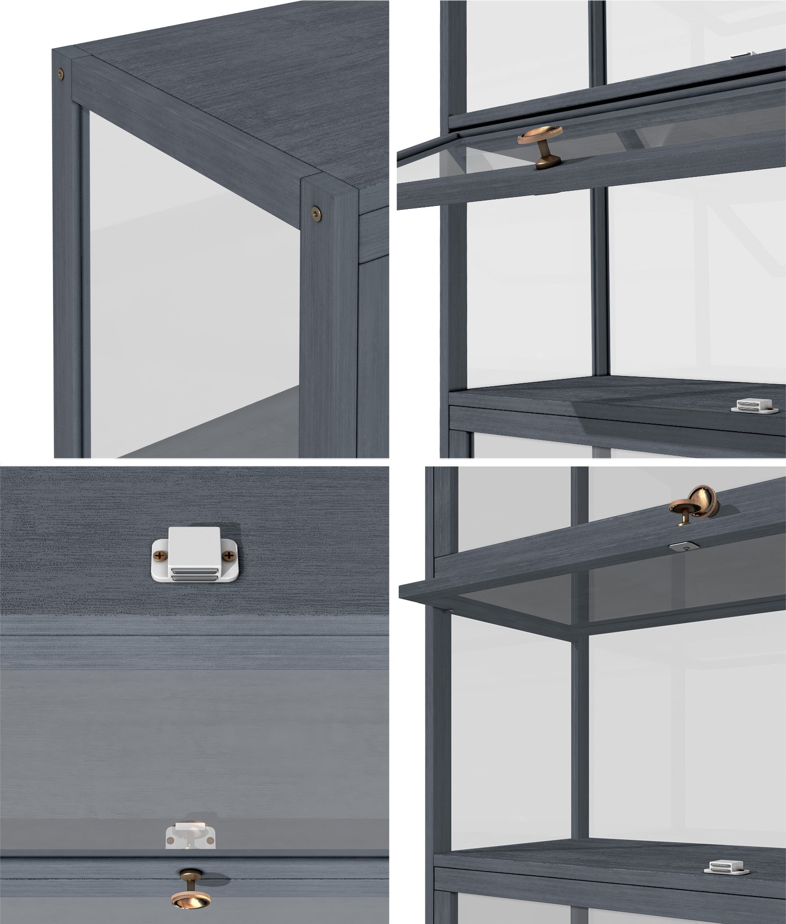 OIKITURE 5 Tier Display Storage Cabinet with Magnetic Closure Door,Hal