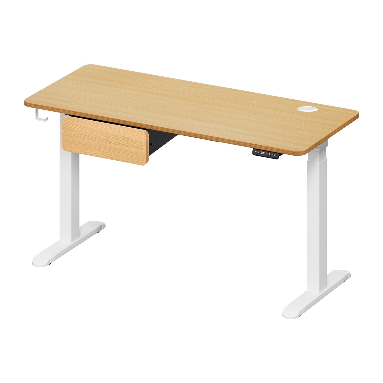 Oikiture 150cm Electric Standing Desk Dual Motor Drawer Adjustable Oak