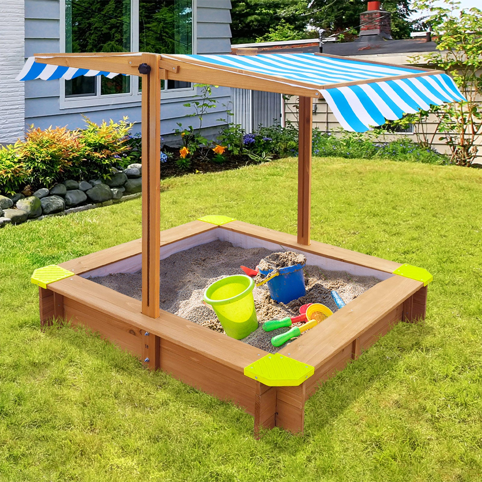 Mazam Kids Sandpit Outdoor Toys Wooden Sandbox Beach Play Box Children
