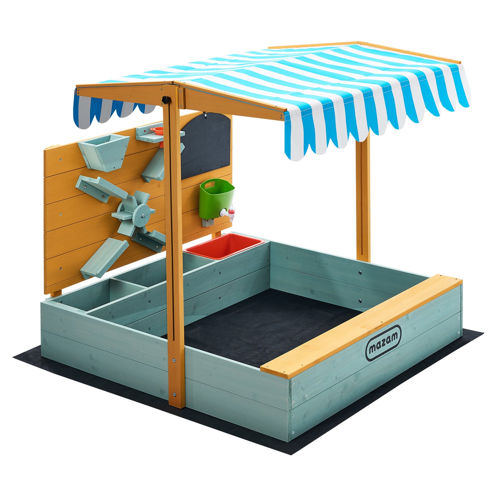 Mazam Kids Sandpit Outdoor Wooden Sandbox Beach Play Canopy Sand Play