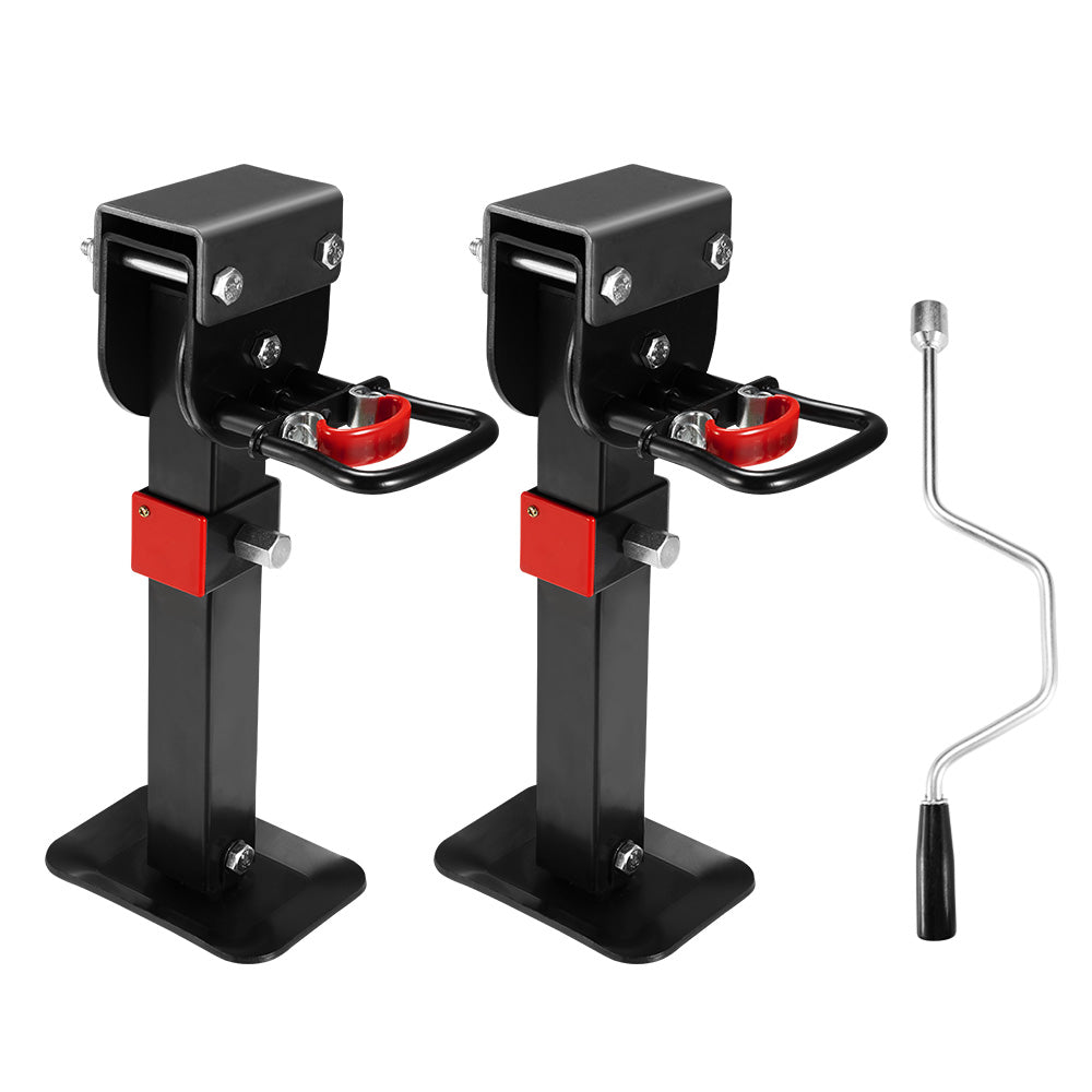 2x 400mm Drop Down Corner Legs W/Handle Steel Base 1200LBS Caravan Cam